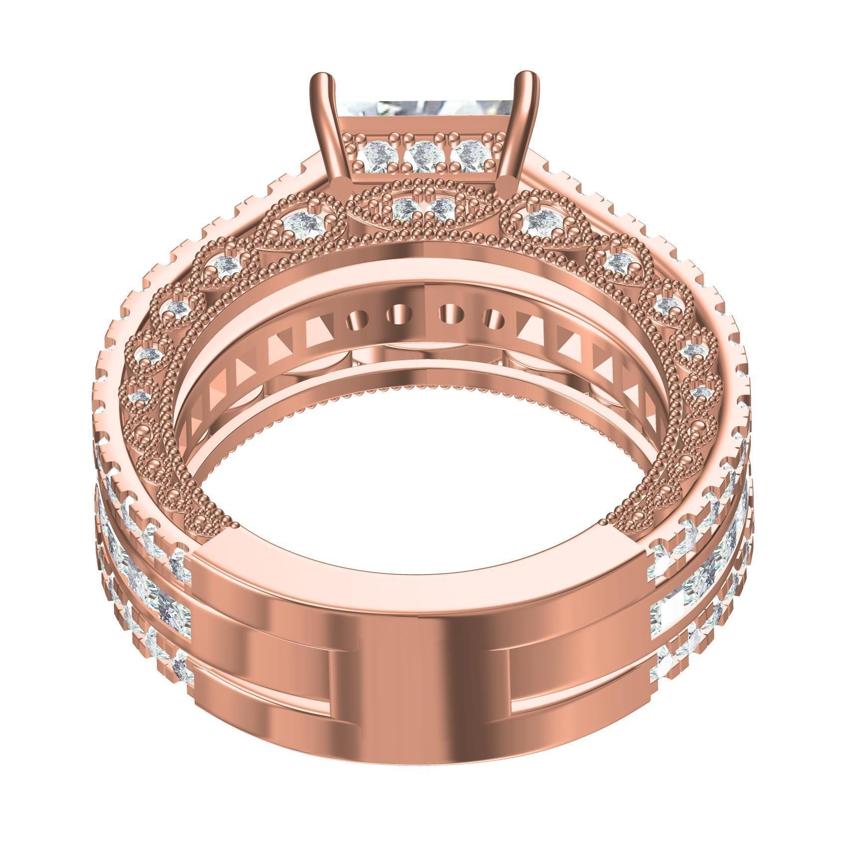 Unique Luxury Princess Ring Ret for Women 3D model 3D printable | CGTrader