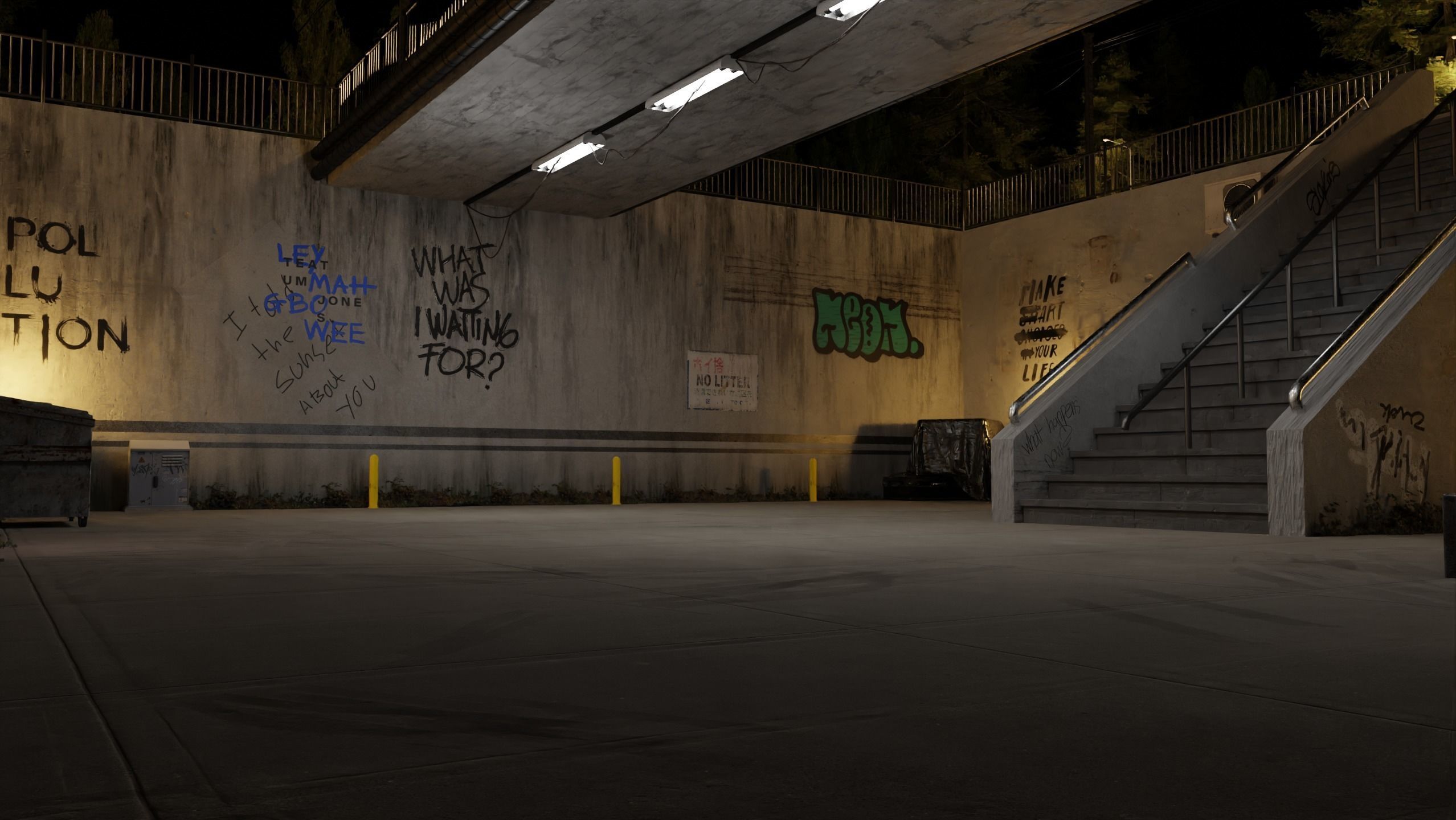 Urban Under Bridge Scene 3D Blend Textured FBX OBJ MTL Files 3D model ...