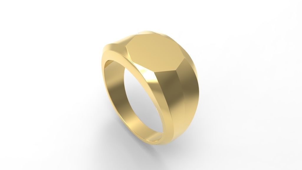 Signet ring Octagonal 3D model 3D printable | CGTrader