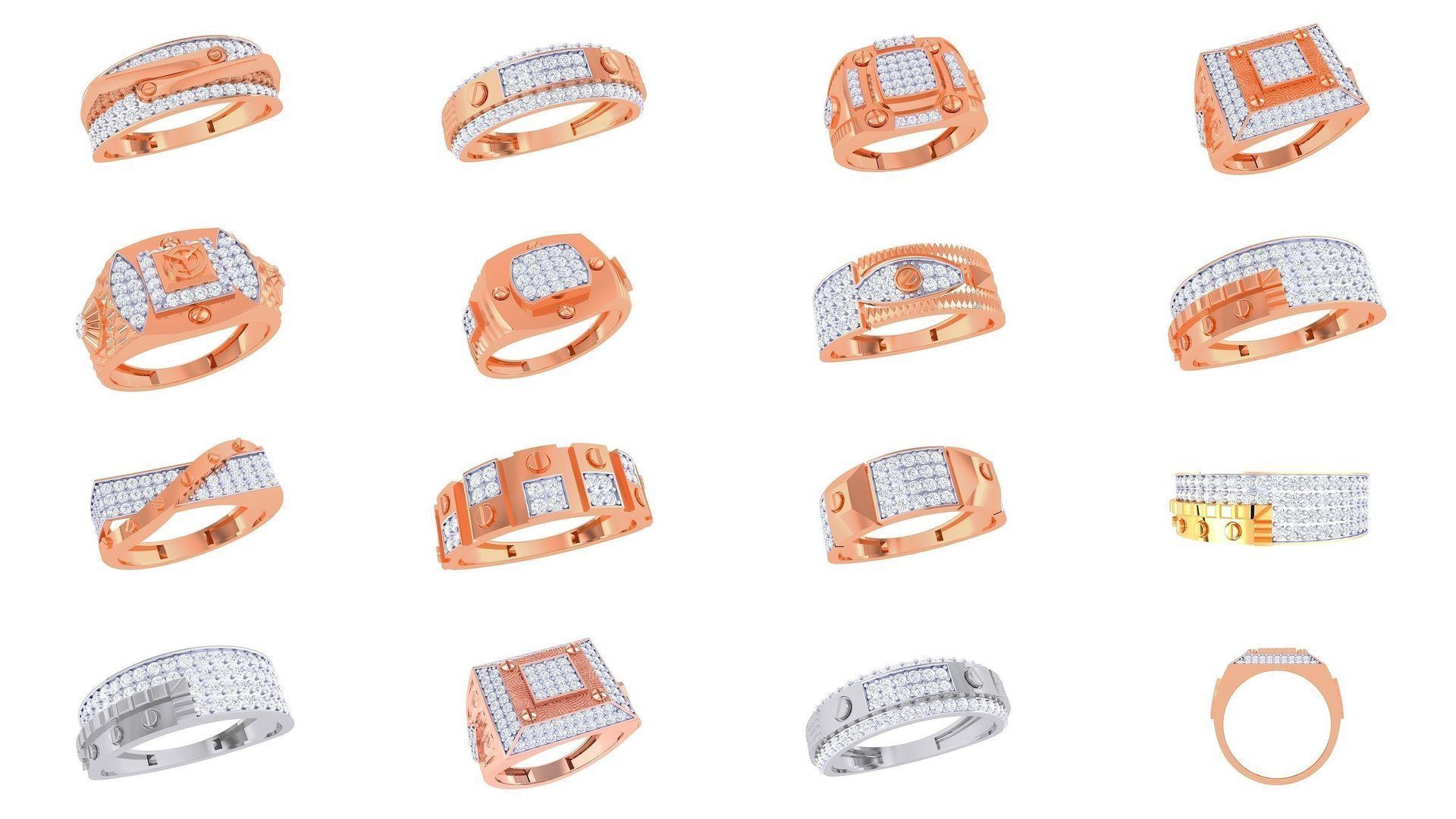 27 Screw Head Men Groom Gents Diamond Band Ring 3dm renders 3D Model Collection | CGTrader