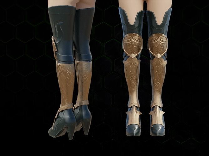 3D model Royal Wind leg armor female lowpoly game asset VR / AR / low ...