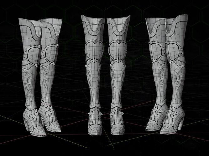 3D model Royal Wind leg armor female lowpoly game asset VR / AR / low ...
