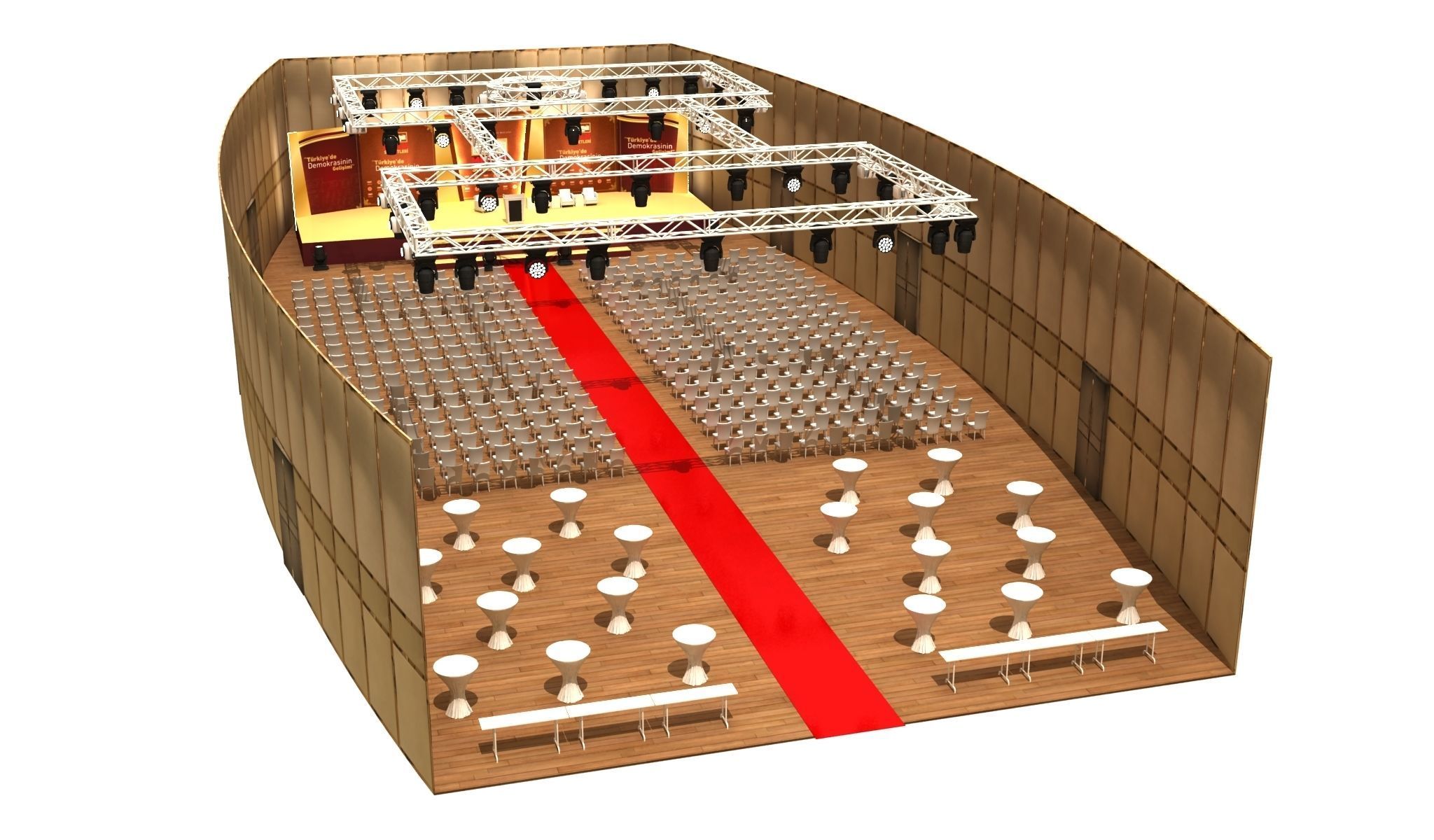 Meeting Hall and Stage 025 3D model | CGTrader