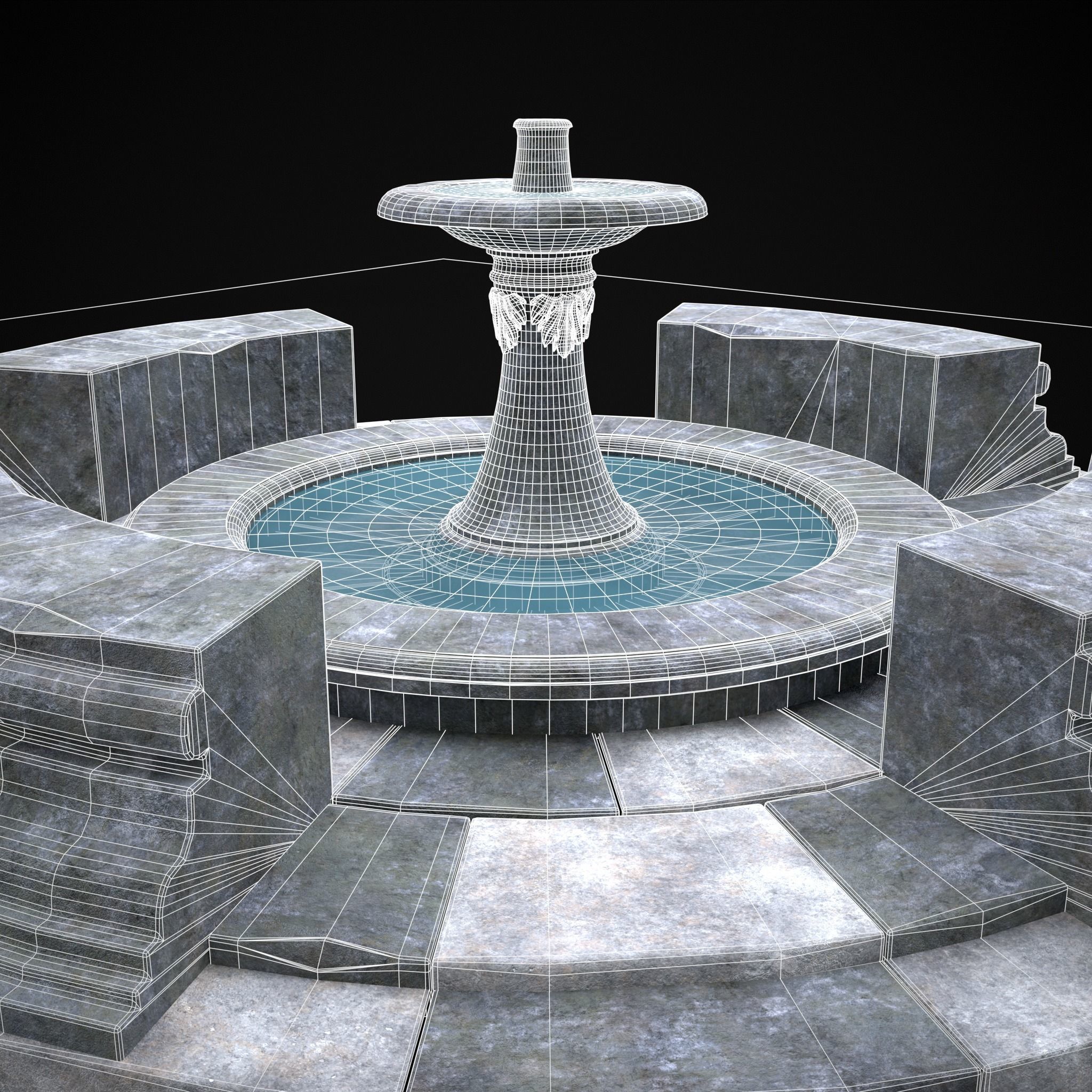 3D model Quad Opening Water Fountain VR / AR / low-poly | CGTrader