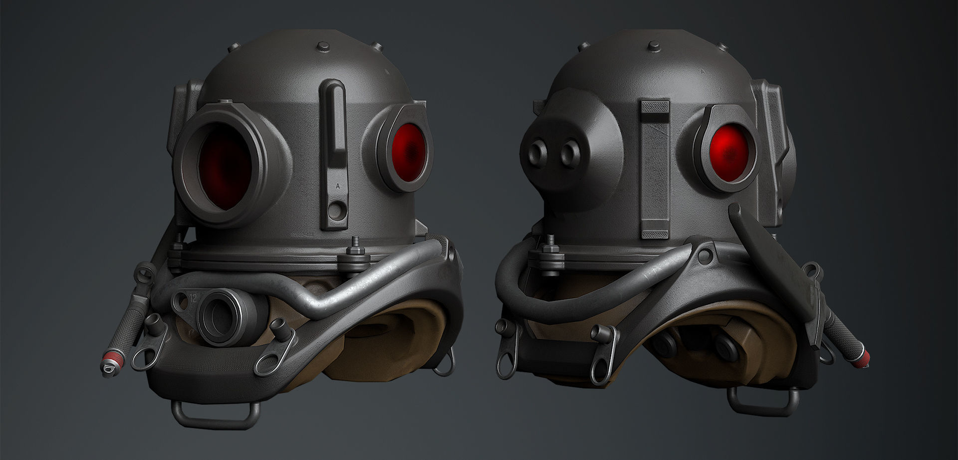 3D model SCI-FI Combat Diving Helmet equipment with Knife VR / AR / low ...