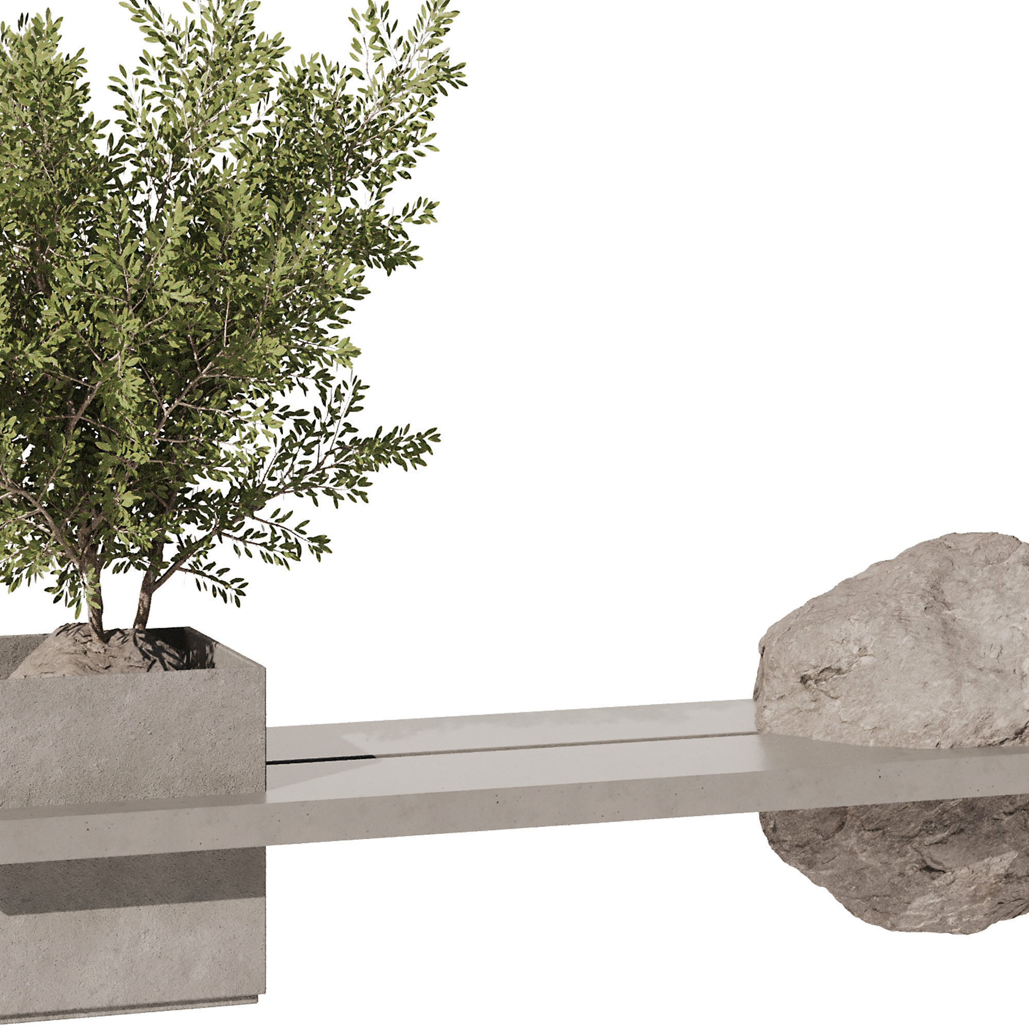 Outdoor Bench Rock Olive 3D model | CGTrader