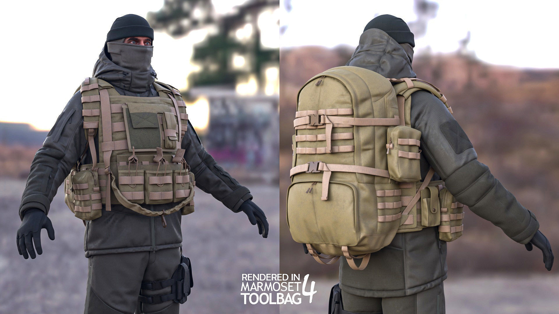 3D model Man - Winter Military Outfit - Modular - Rigged VR / AR / low ...