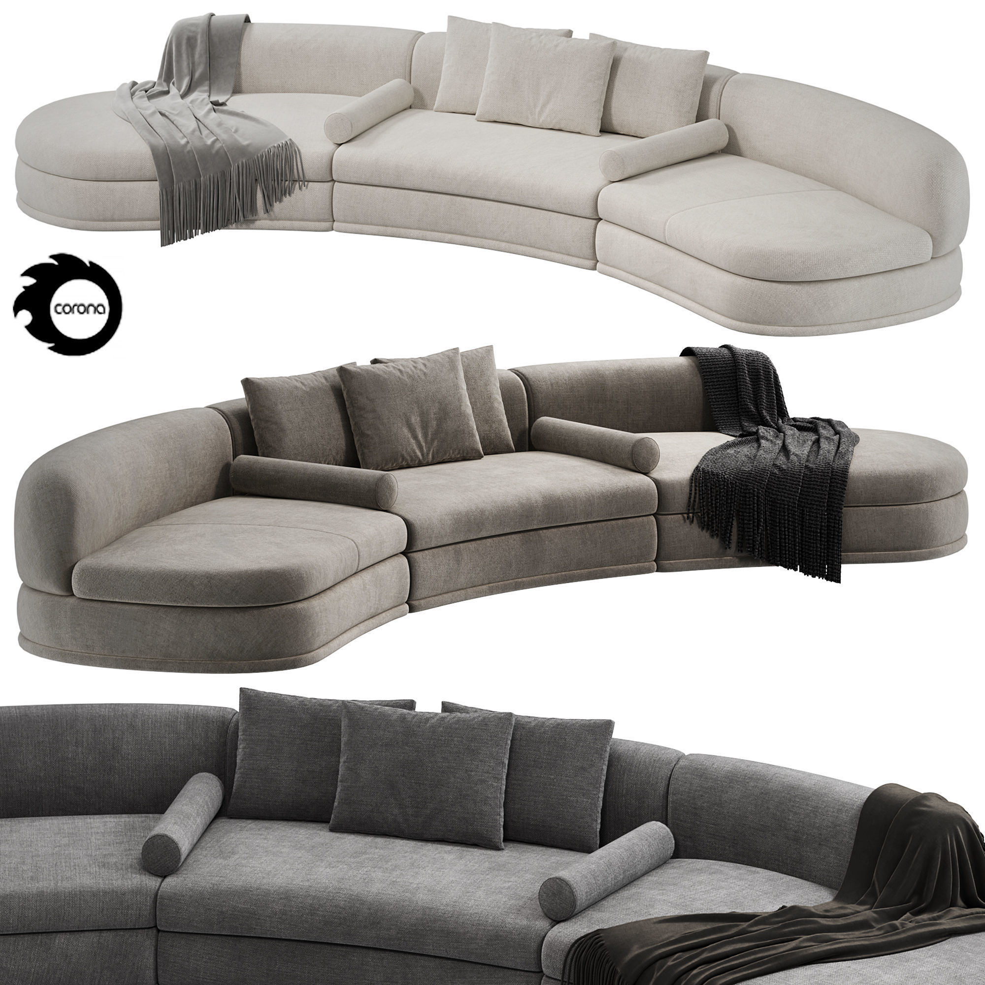 Piaf Sofa by Baxter 3D model | CGTrader