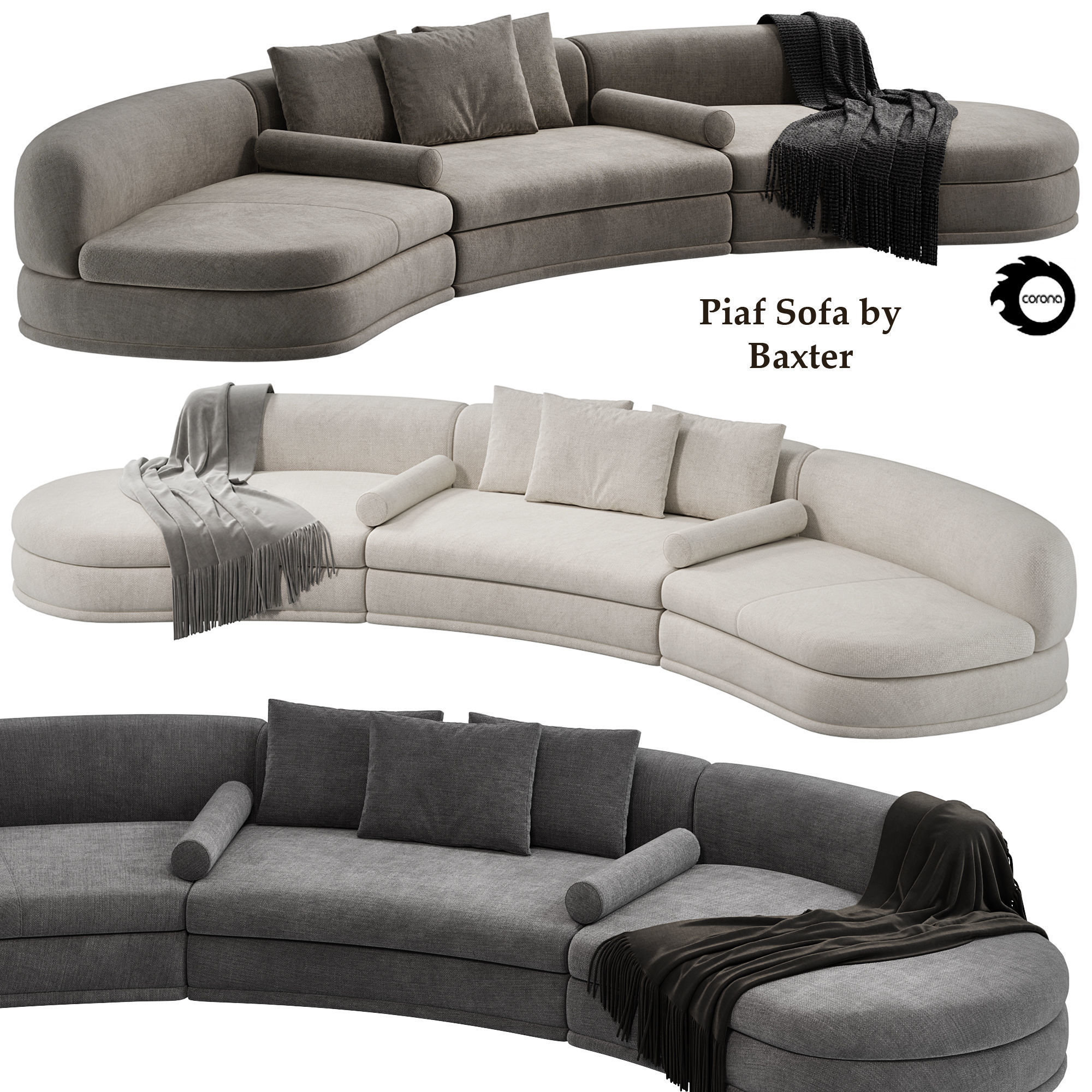 Piaf Sofa by Baxter 3D model | CGTrader