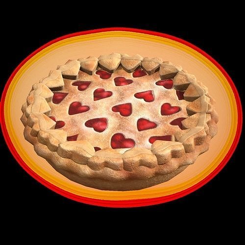 3D model PieStrawberryHeart VR / AR / low-poly | CGTrader