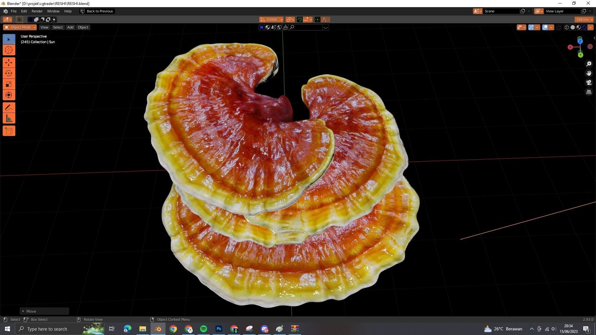 3D model reishi mushroom for 3d print webgl and game AR VR VR / AR ...