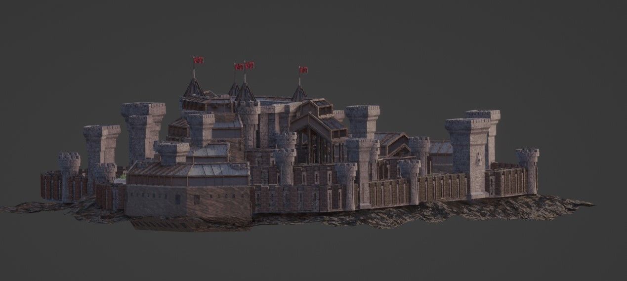 3D model Medieval Town City Building Castle Tower Blender 04 VR / AR ...