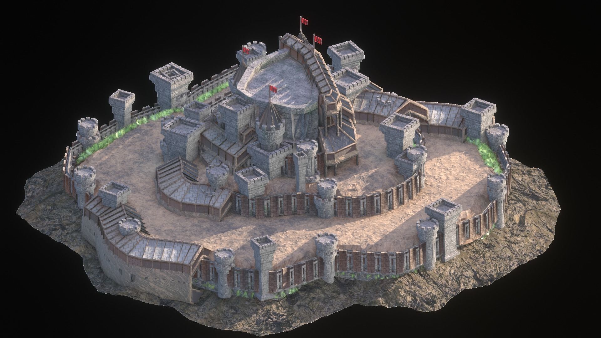 3D model Medieval Town City Building Castle Tower Blender 04 VR / AR / low-poly | CGTrader