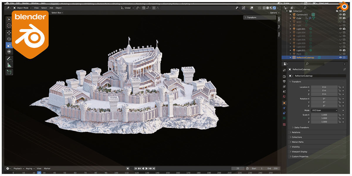 3D model Medieval Town City Building Castle Tower Blender 04 VR / AR ...
