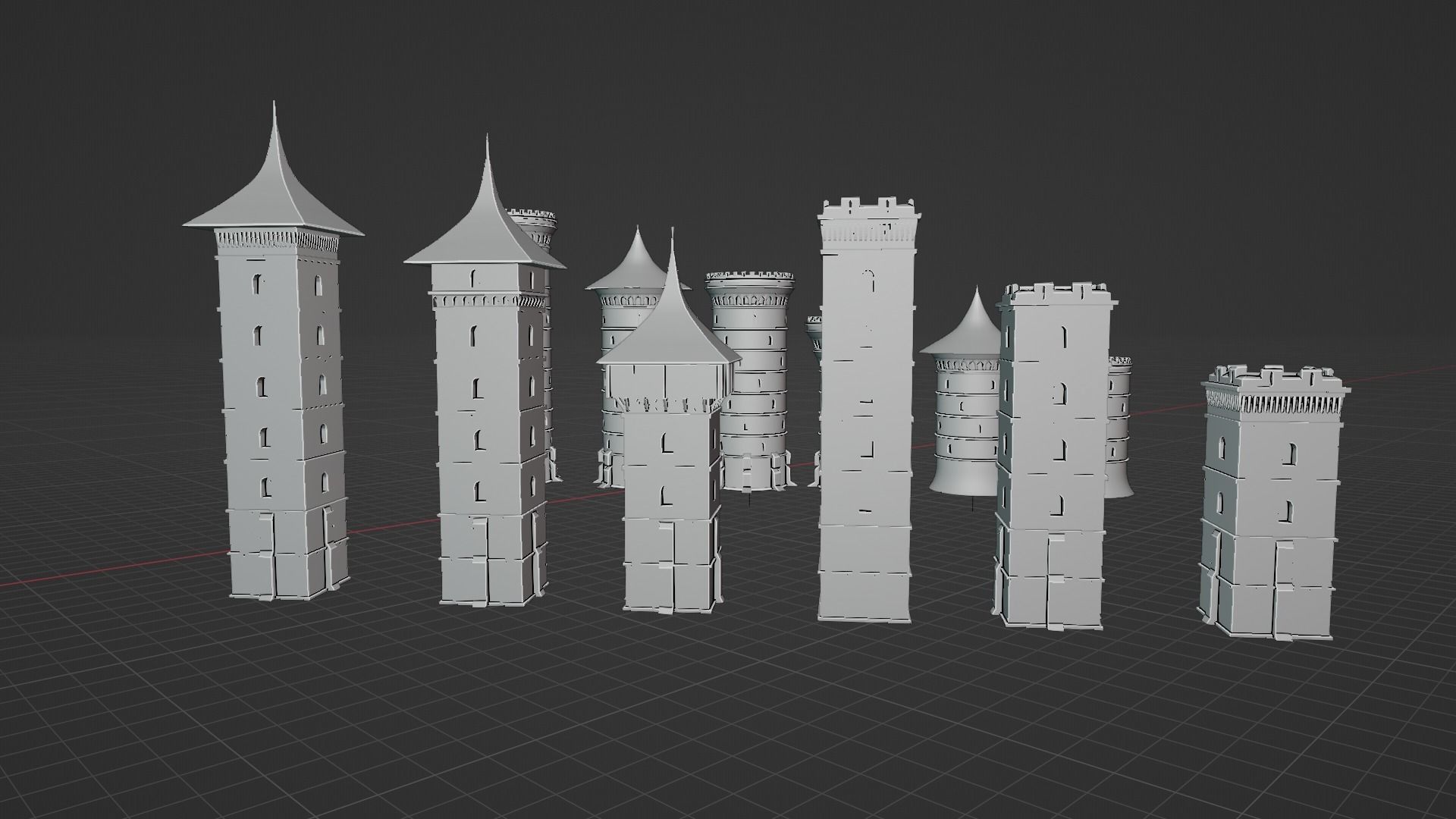 3D model Modular Castle Towers VR / AR / low-poly | CGTrader