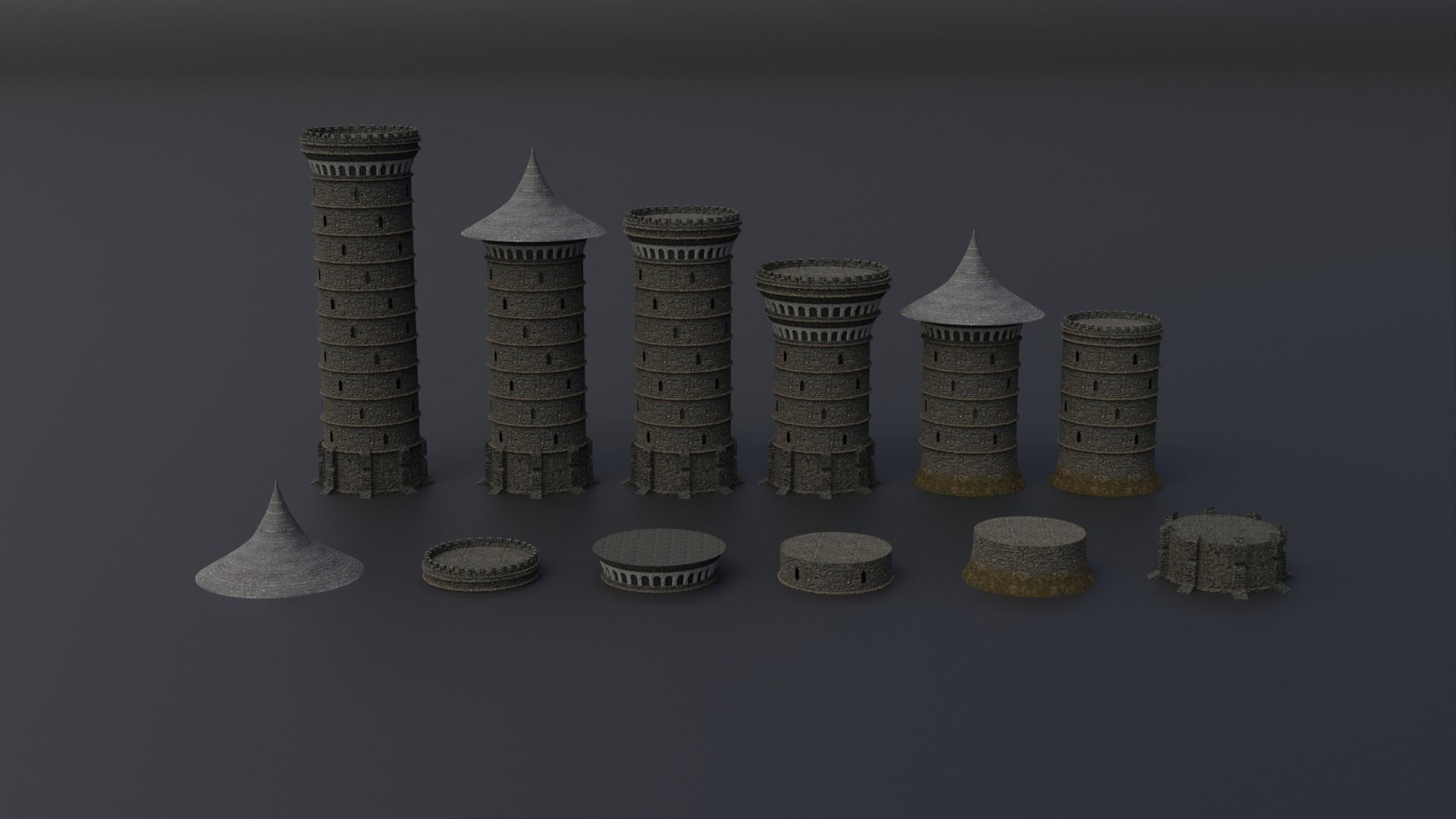 3D model Modular Castle Towers VR / AR / low-poly | CGTrader