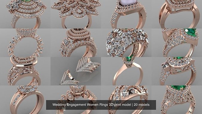 Wedding Engagement Women Rings 3D print model 3D Model Collection ...