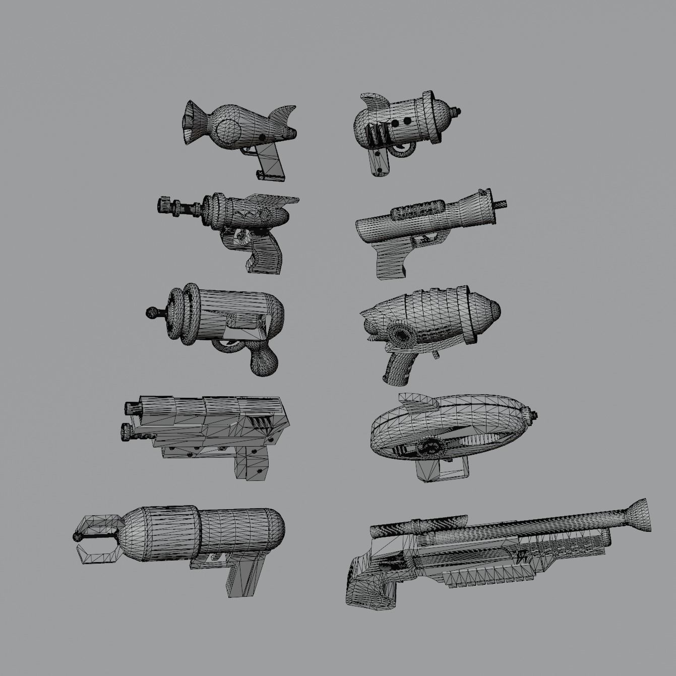 3D model Low Poly Space Gun Pack - 10 Pieces VR / AR / low-poly | CGTrader