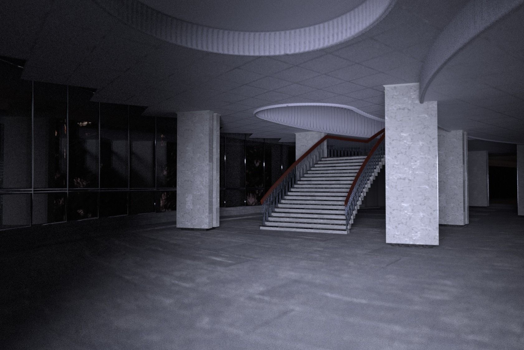 Liminal Space Soviet Circus brutalism architecture scene 3D model ...