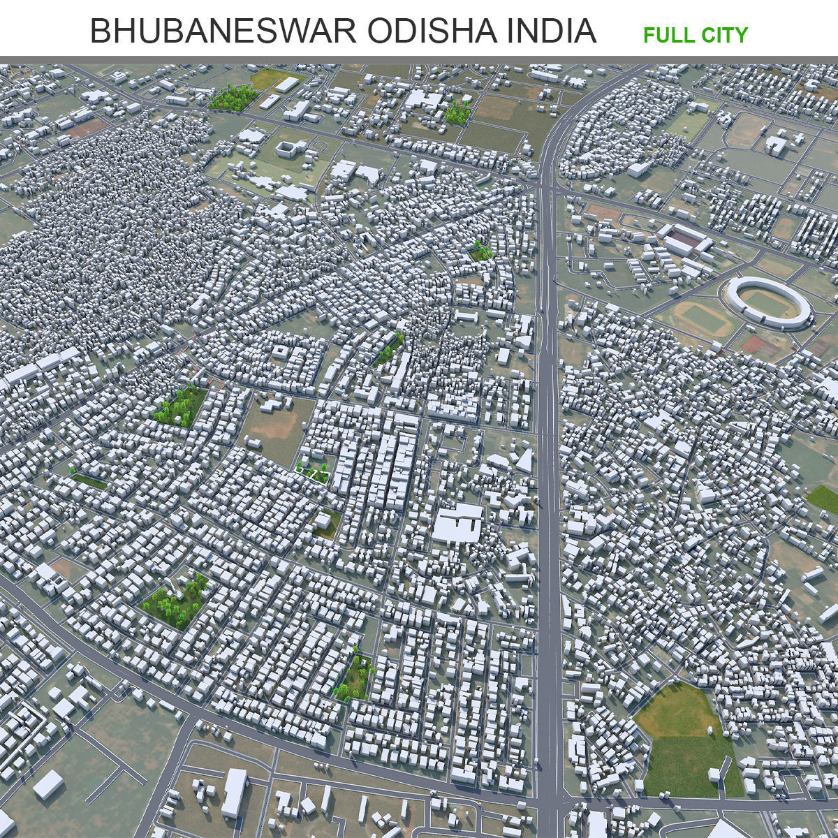 3D model Bhubaneswar Odisha India 20km VR / AR / low-poly | CGTrader
