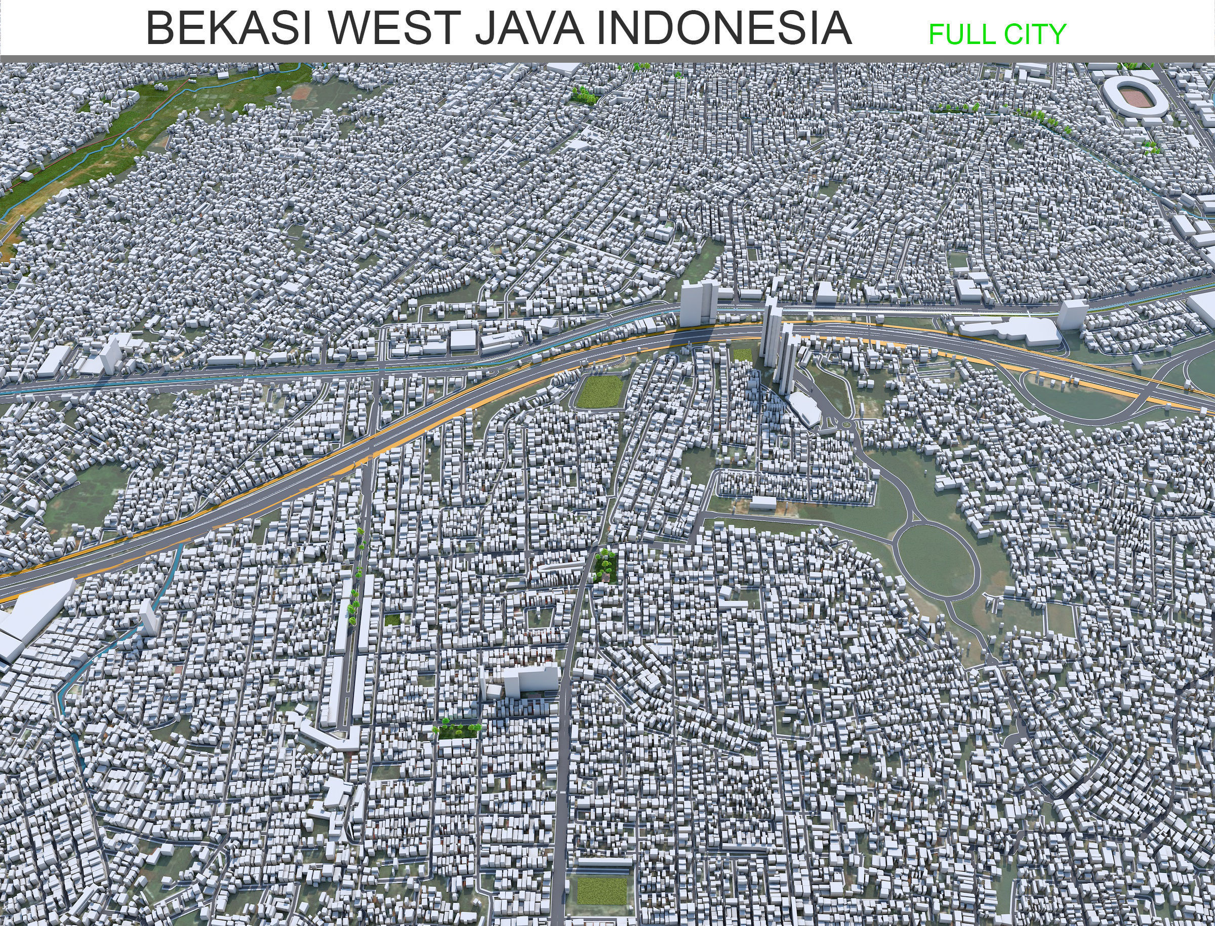 3D model Bekasi West Java Indonesia 20km AI VR / AR / low-poly | CGTrader