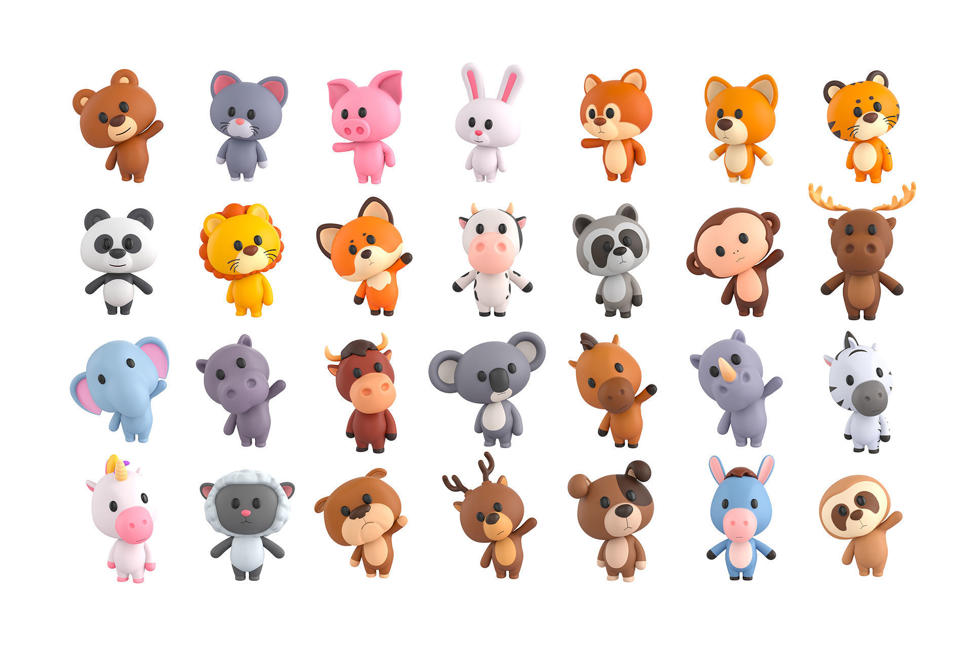 Pack007 Rigged Cartoon Animal Pack 1 3D model rigged | CGTrader
