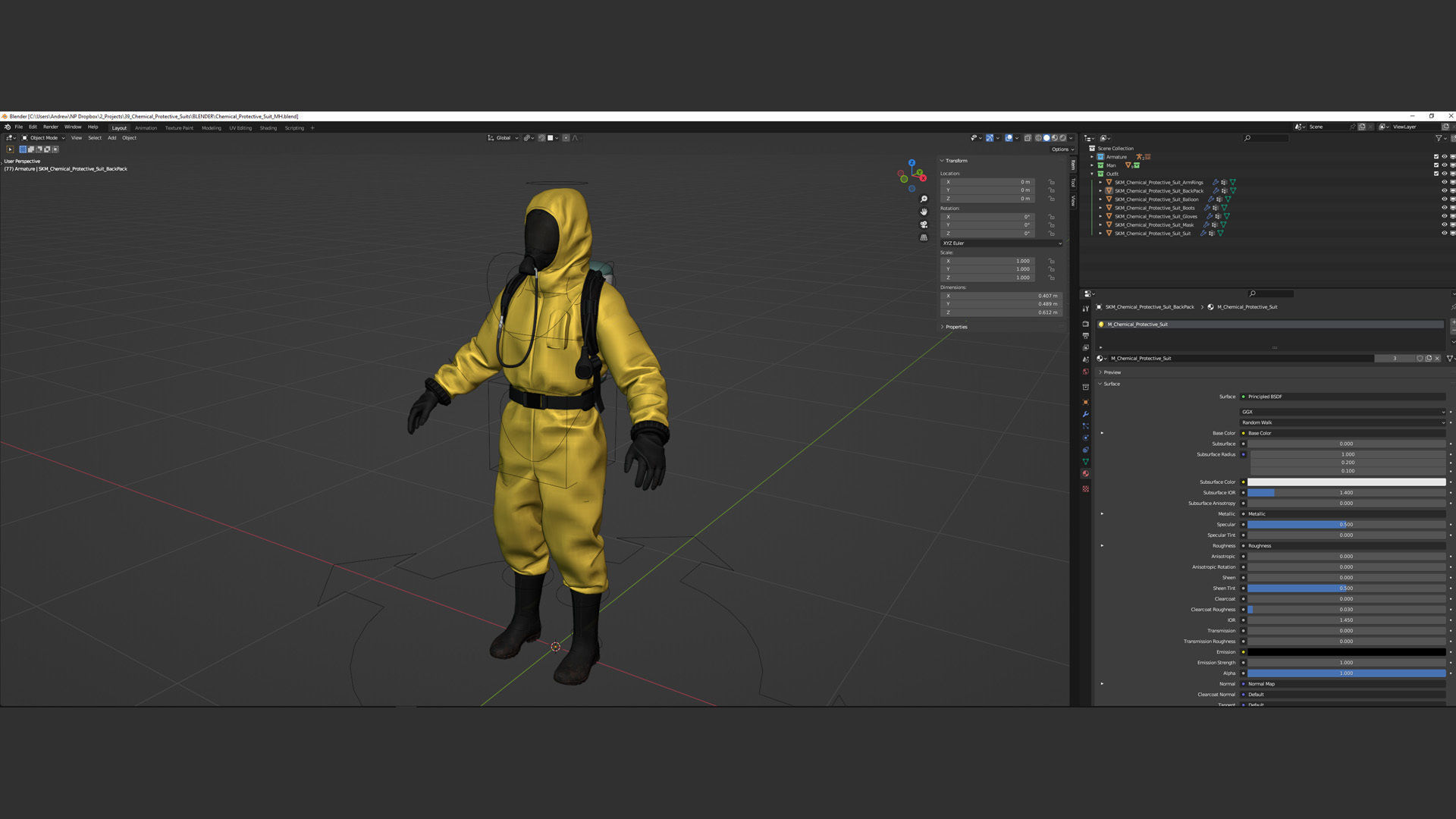 3D model Man - Protective Suit - Modular - Rigged VR / AR / low-poly ...