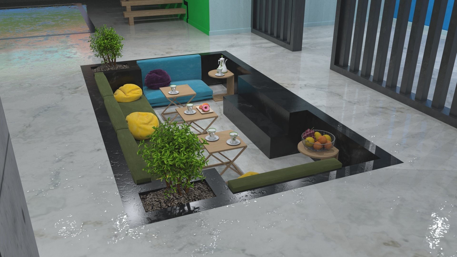 Arabic majlis area inside the villa 3D model | CGTrader