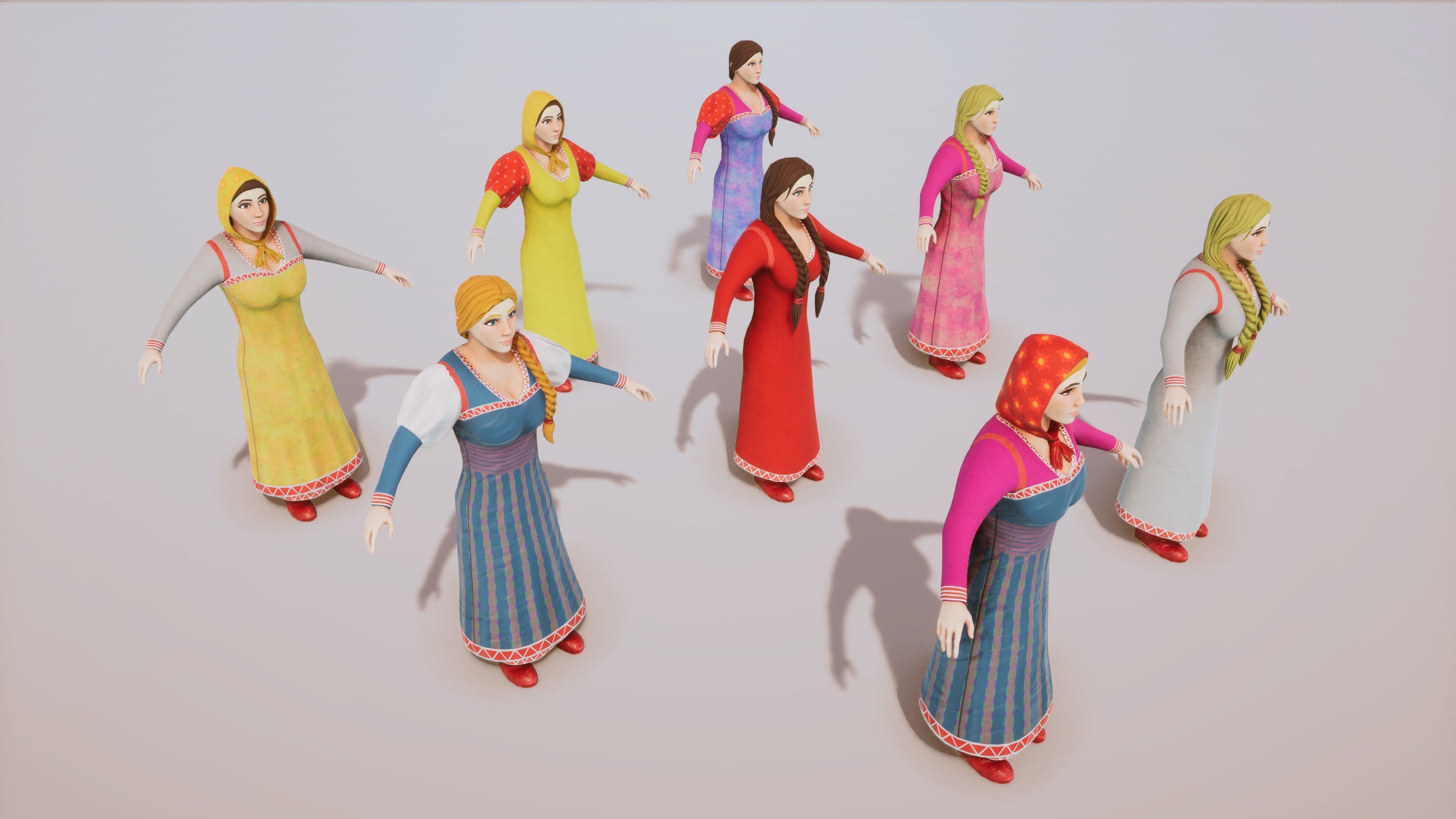 3D model Stylized Medieval People Female Kit Rigged with Shape Keys VR ...