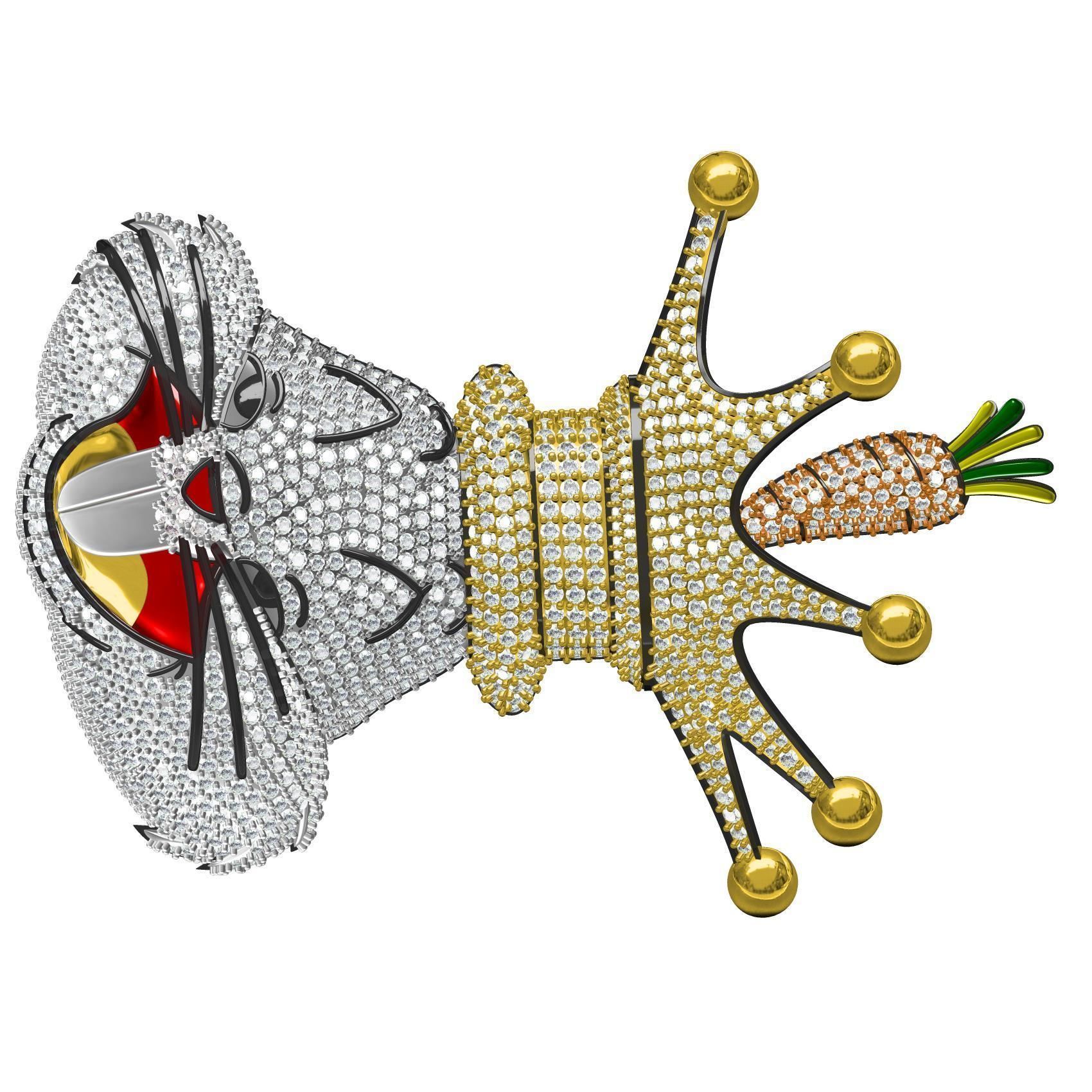 Bug Bunny King Diamond Hip Hop Pendant 3D model 3D printable | CGTrader