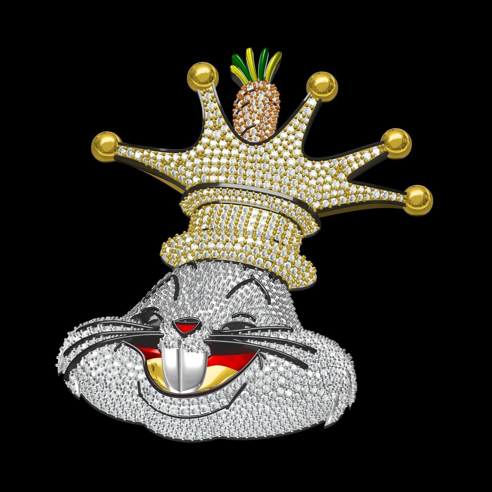 Bug Bunny King Diamond Hip Hop Pendant 3D model 3D printable | CGTrader