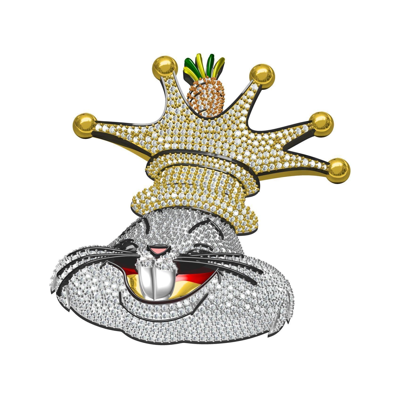 Bug Bunny King Diamond Hip Hop Pendant 3D model 3D printable | CGTrader