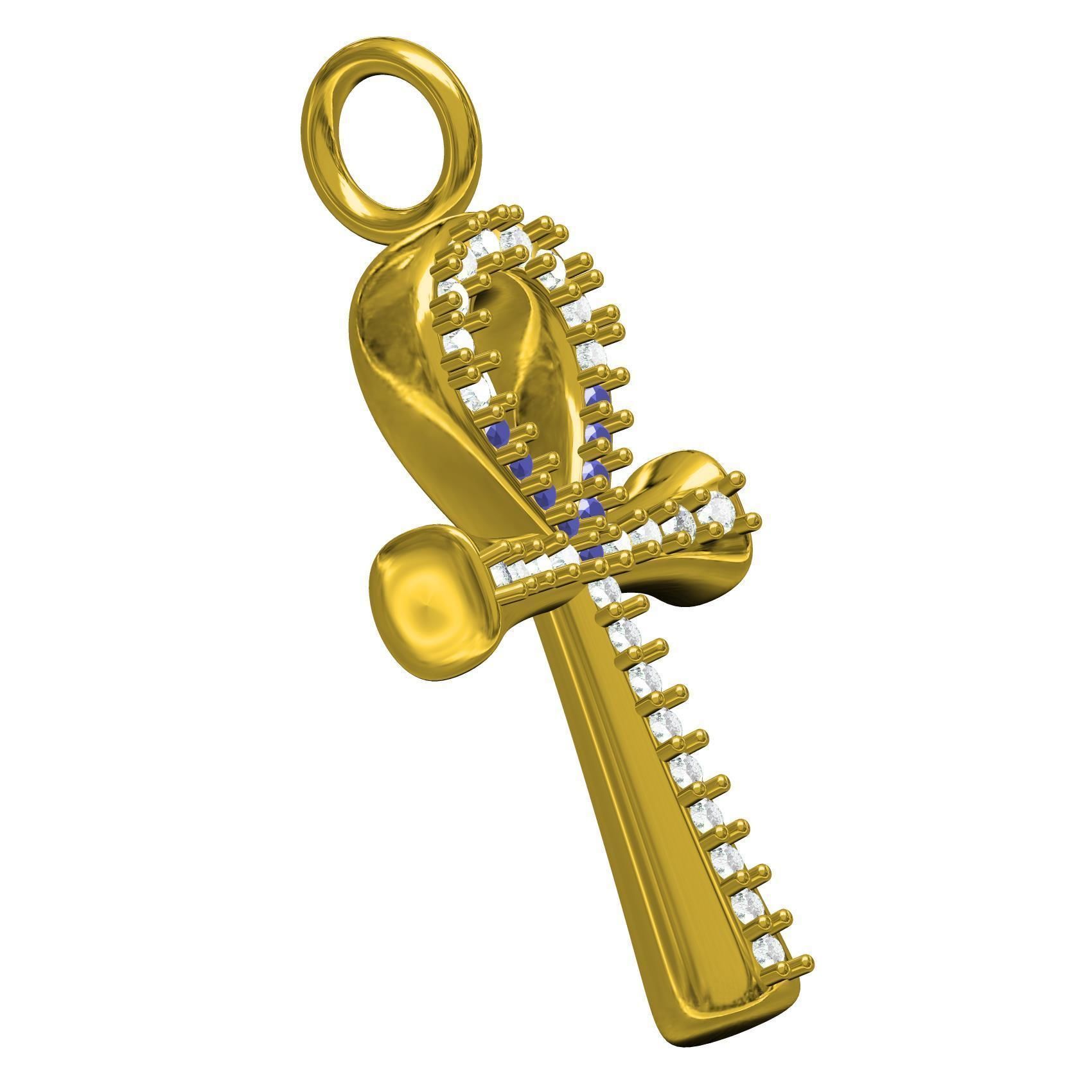 Gold Ankh Diamond Pendant 3D model 3D printable | CGTrader