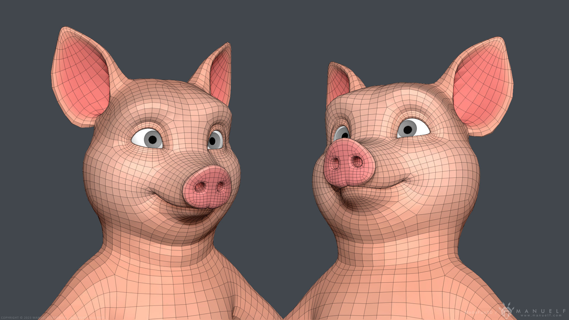 Stylized Cartoon Pig - Biped 3D model | CGTrader
