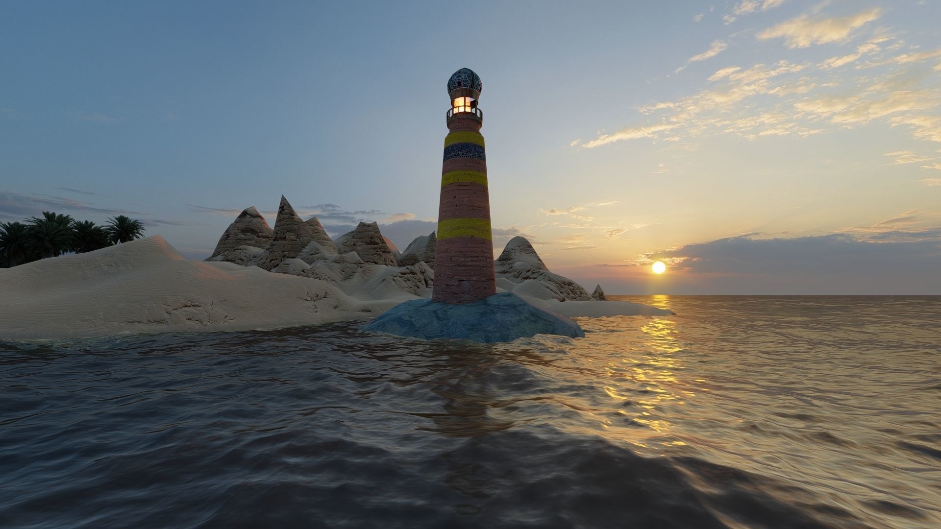 Islamic lighthouse Middle Eastern free 3D model | CGTrader