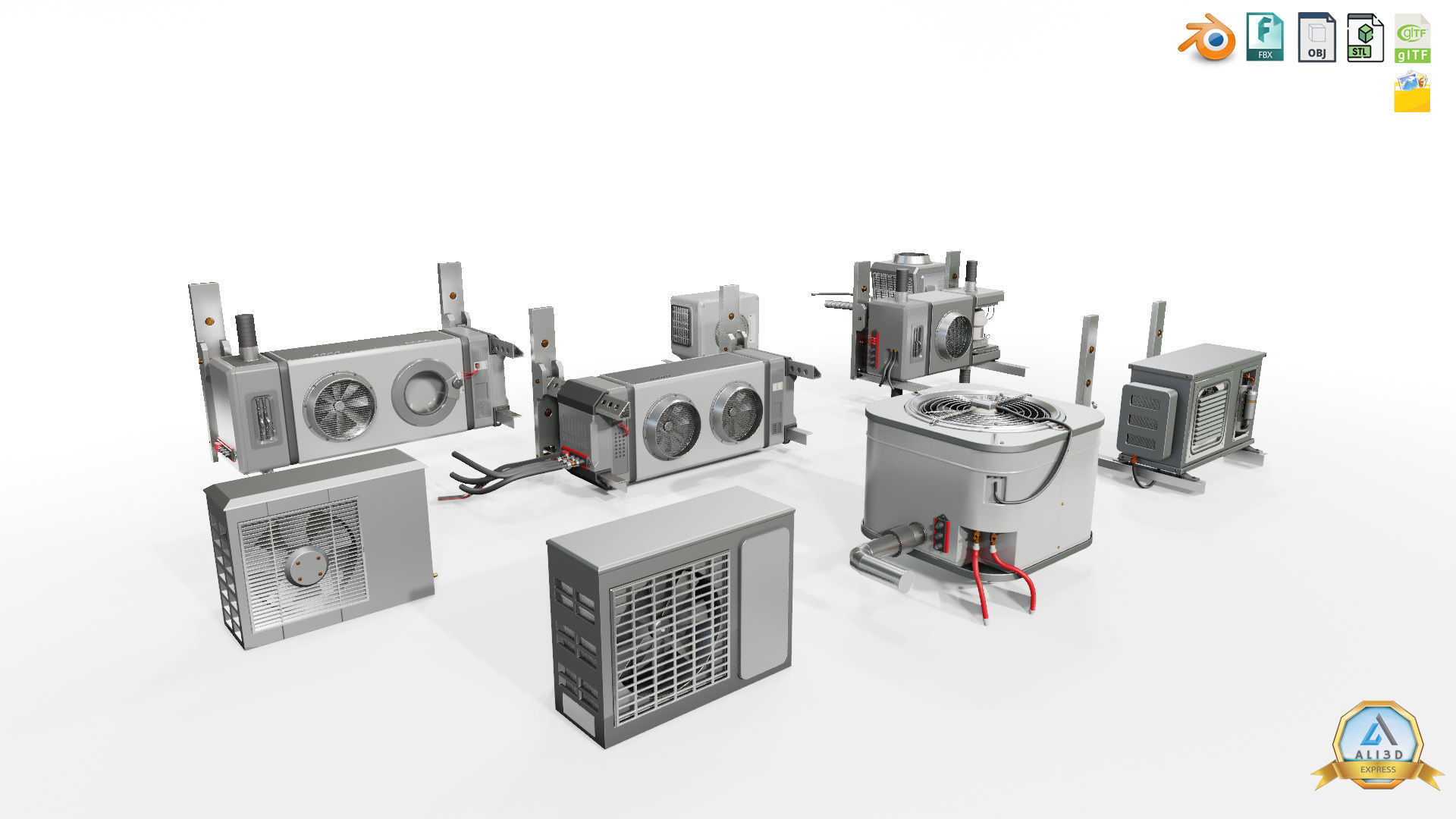 3D model Modern Rooftop AC Units Assets VR / AR / low-poly | CGTrader
