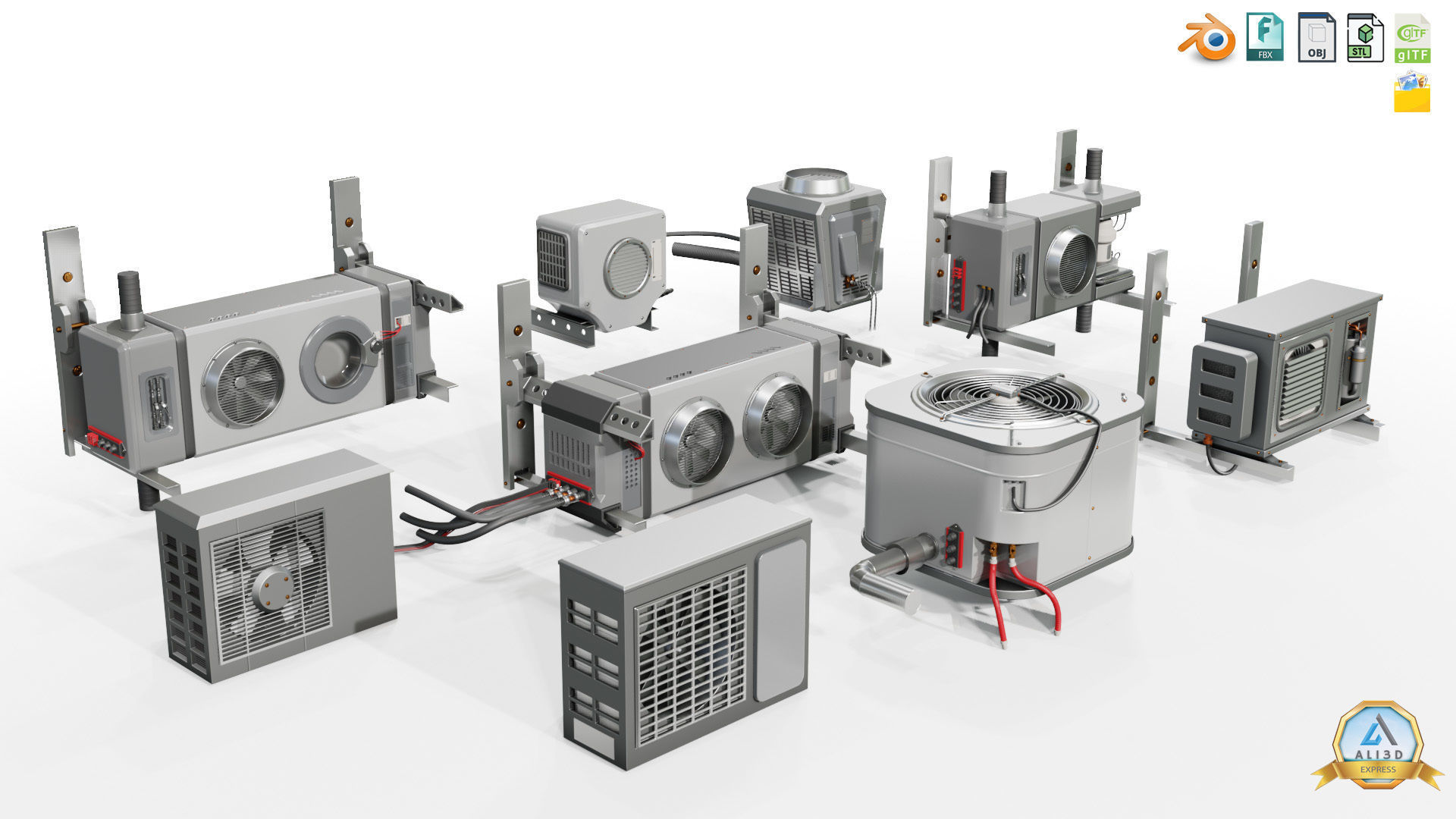 3D model Modern Rooftop AC Units Assets VR / AR / low-poly | CGTrader