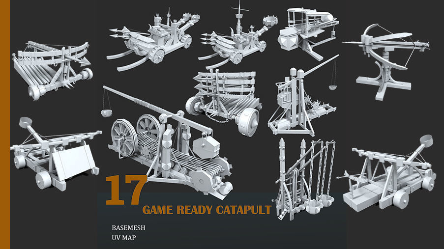 3D model 17 Base-Mesh Catapult VR / AR / low-poly | CGTrader
