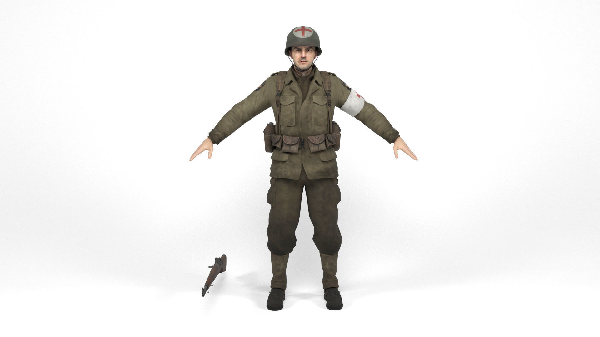 3D model Medical allied soldier VR / AR / low-poly rigged animated ...