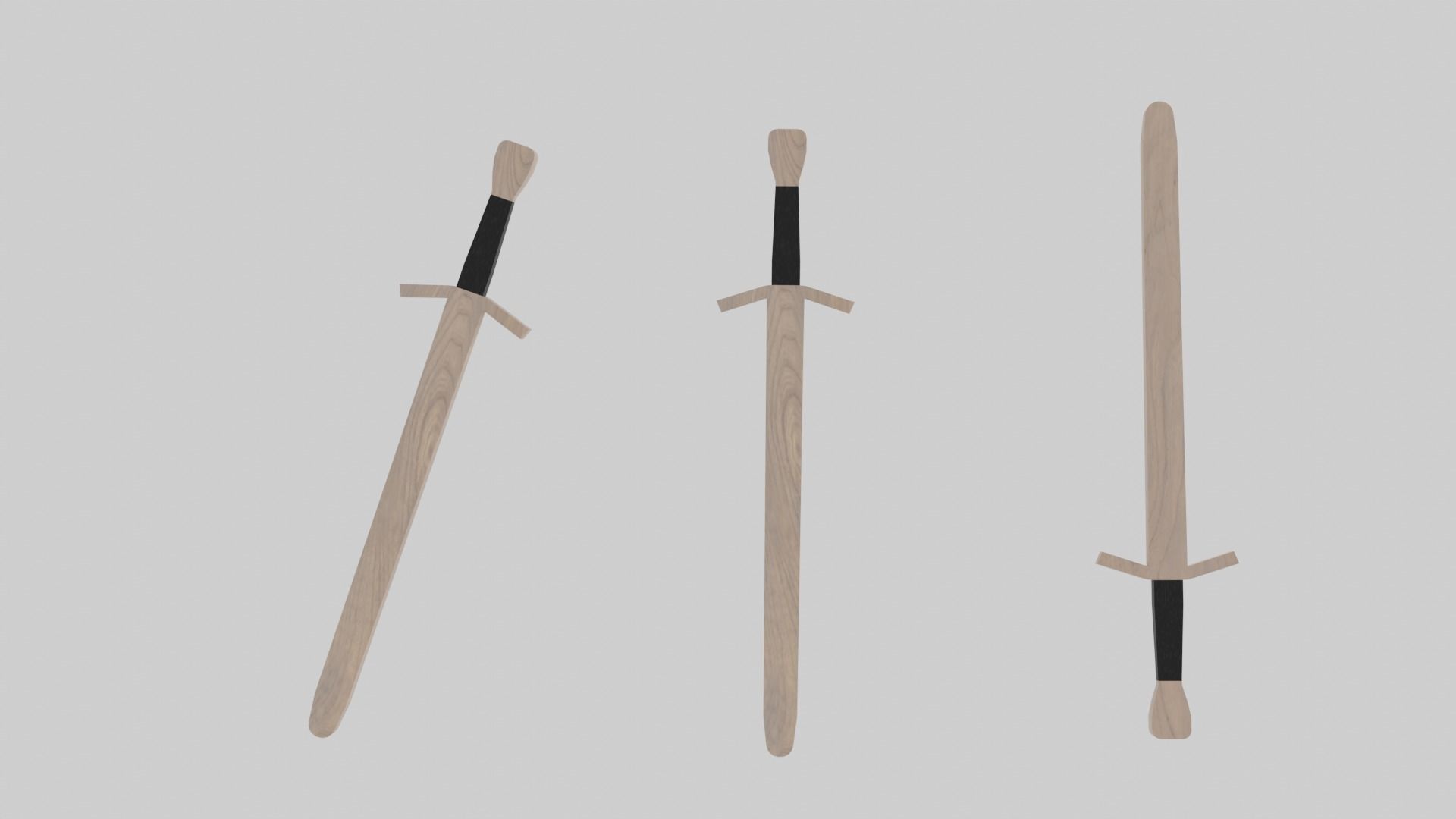 3D model Wooden Training Swords With 3 Textures VR / AR / low-poly ...