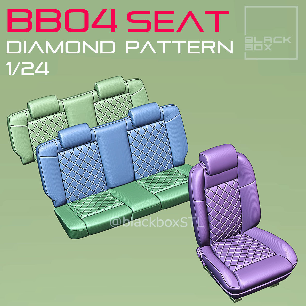 BB04a Diamond Pattern Seat FOR DIECAST AND MODELKITS 1-24th 3D model 3D ...