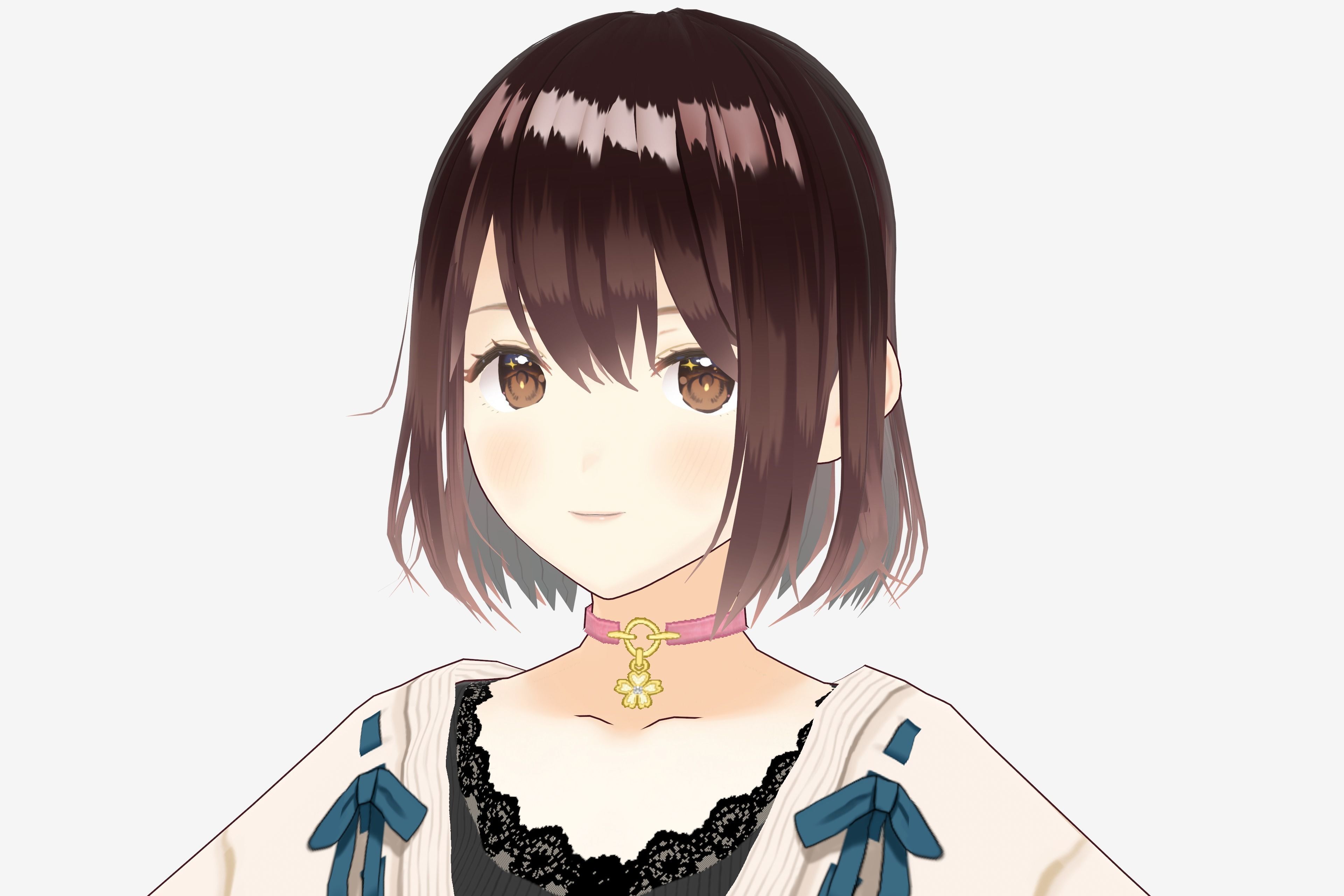 Sakura Necklace Gold Frame for VRoid Model Neck Accessory 3D model ...