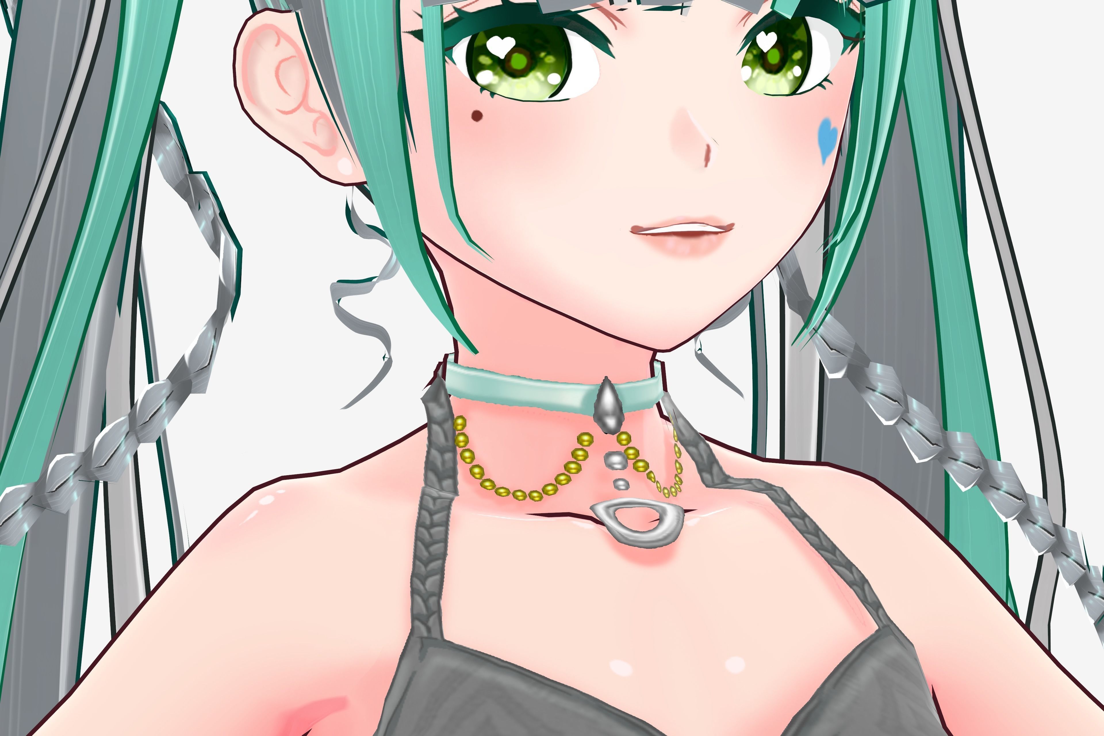 Silver Round Necklace for VRoid Model Neck Accessory 3D model rigged ...