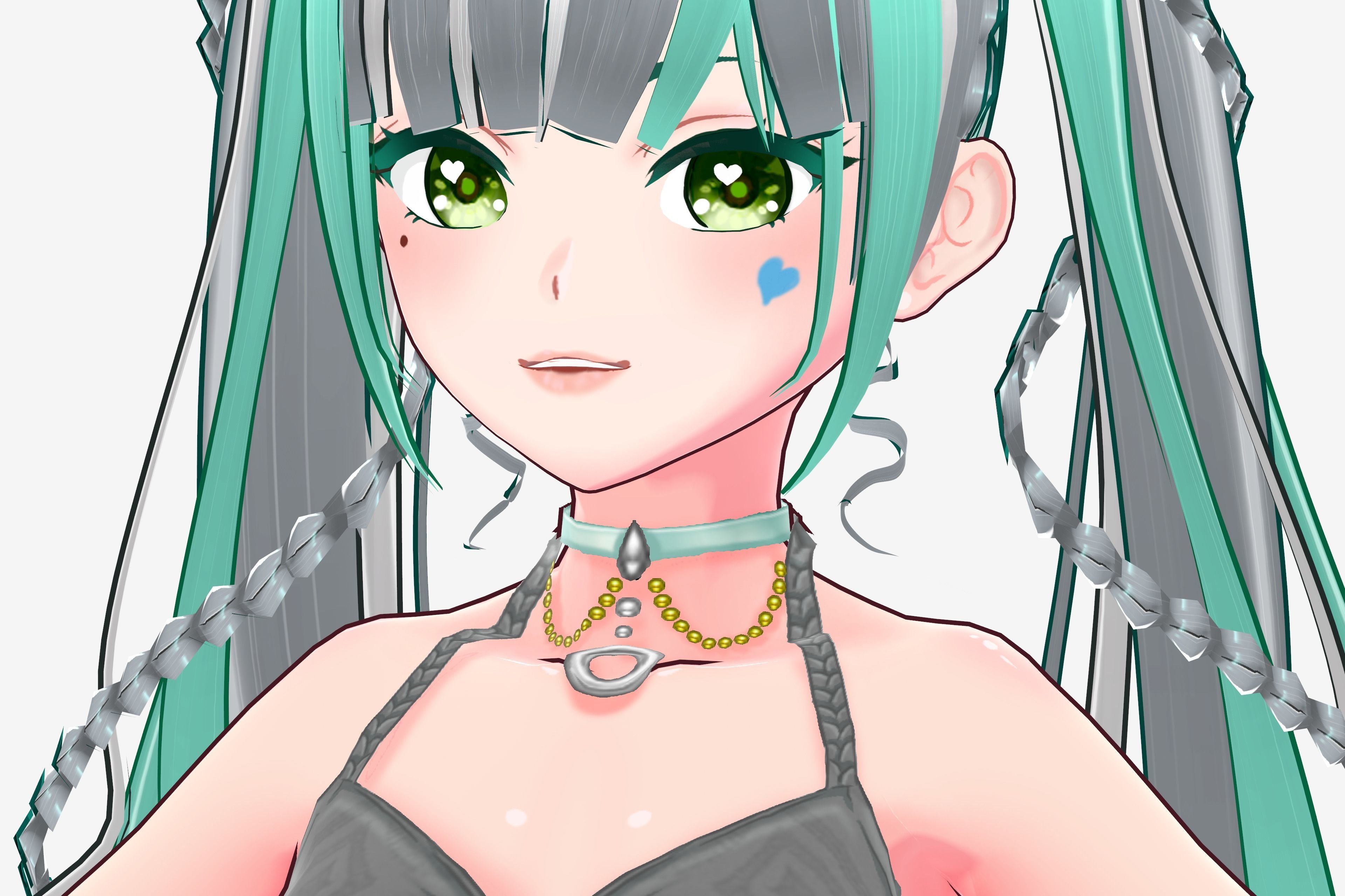 Silver Round Necklace for VRoid Model Neck Accessory 3D model rigged ...