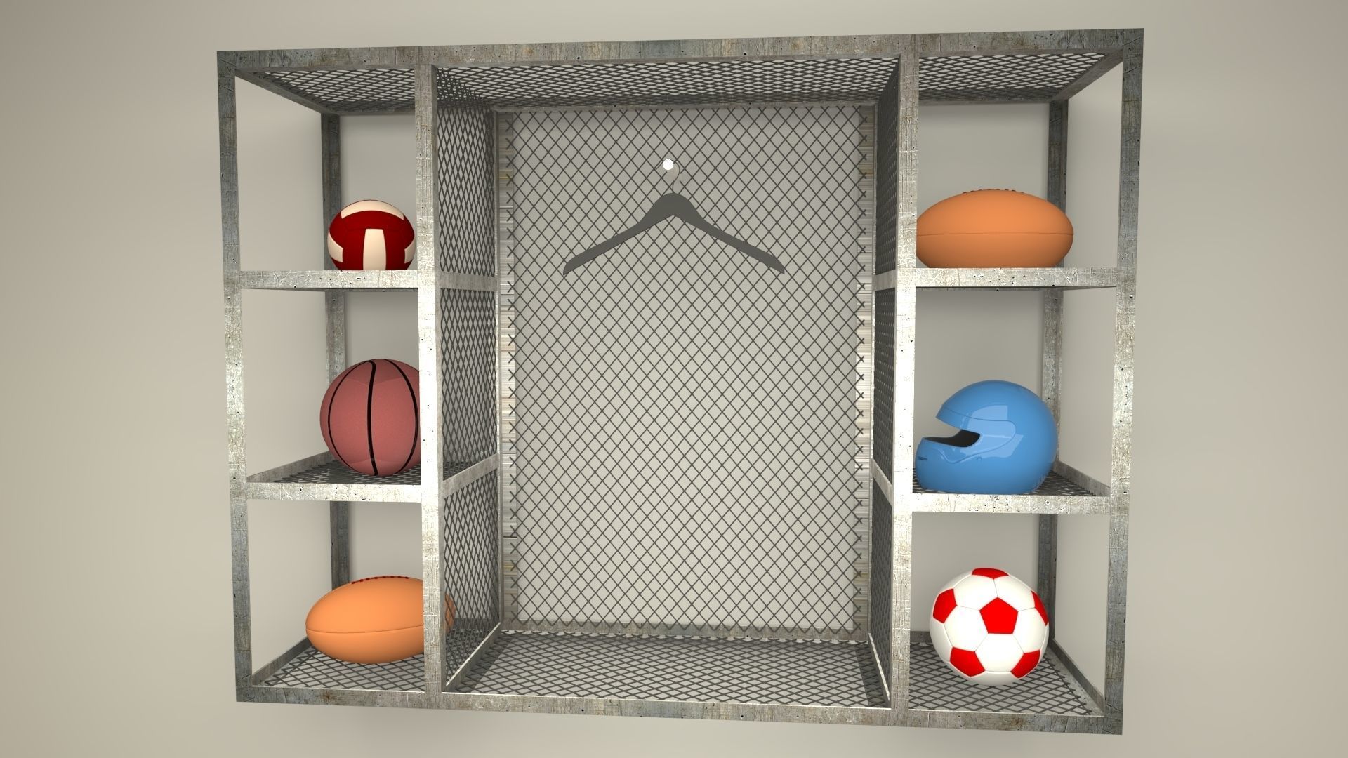 wire mesh cage metal rack tumble repair shop motorcycle retro 3D model ...