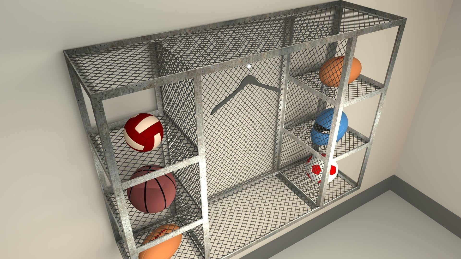 wire mesh cage metal rack tumble repair shop motorcycle retro 3D model ...