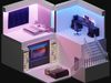 Immersive Isometric Room with Gaming Bedroom and Living Areas 3D model ...