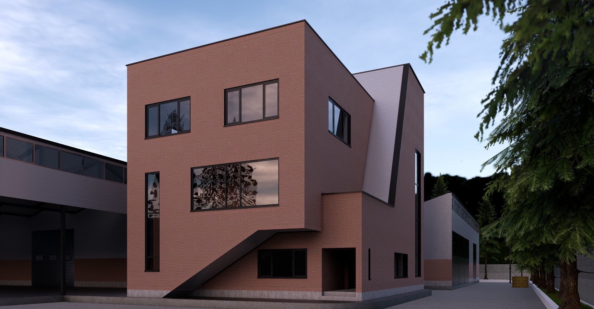 3D model Factory and administration Building VR / AR / low-poly | CGTrader