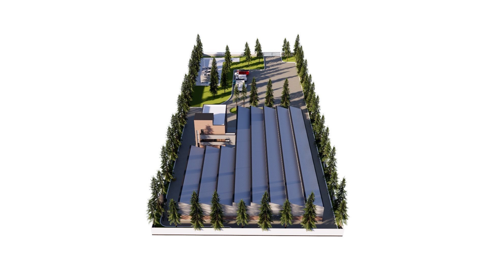 3D model Factory and administration Building VR / AR / low-poly | CGTrader