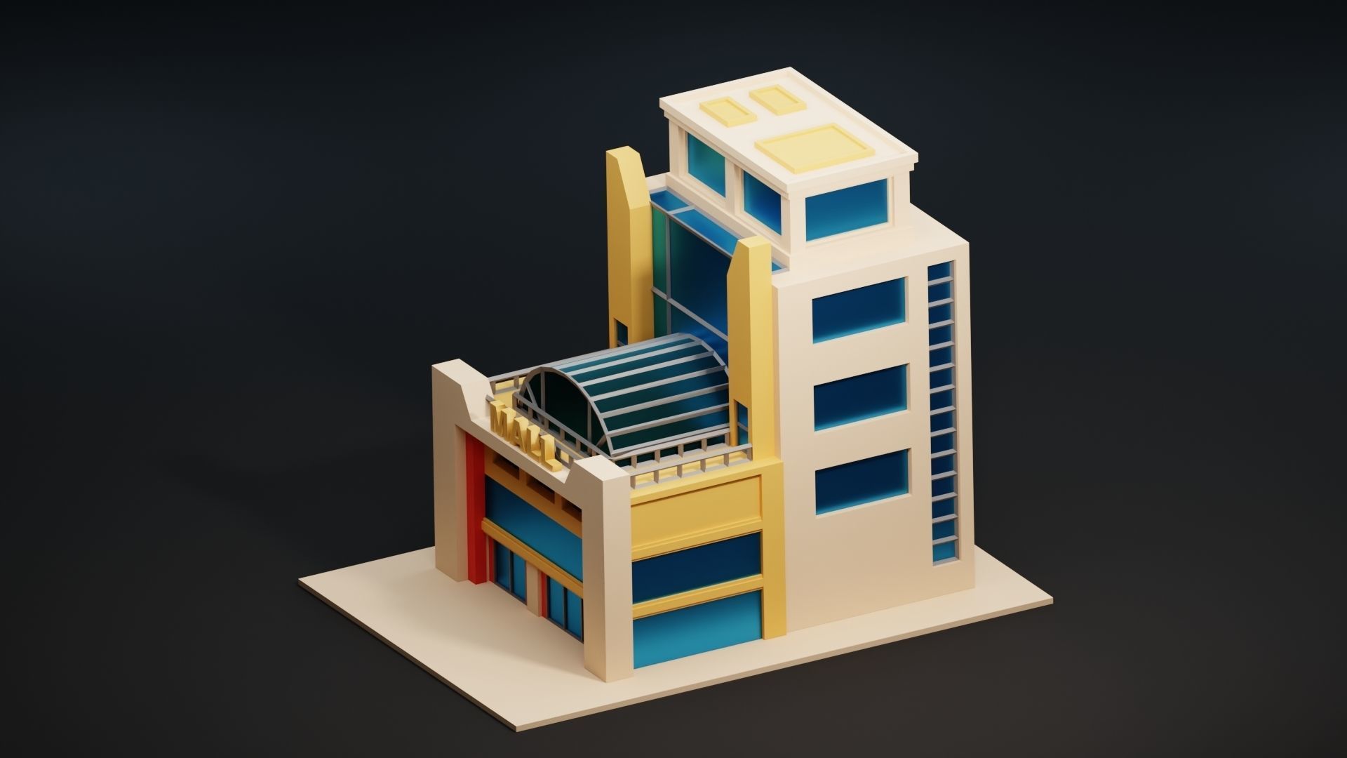 3D model Mall Building VR / AR / low-poly | CGTrader